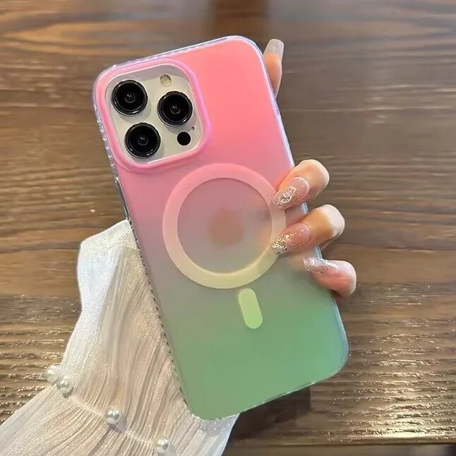 Чехол для iPhone 17 Pink green, Magsafe, противоударный