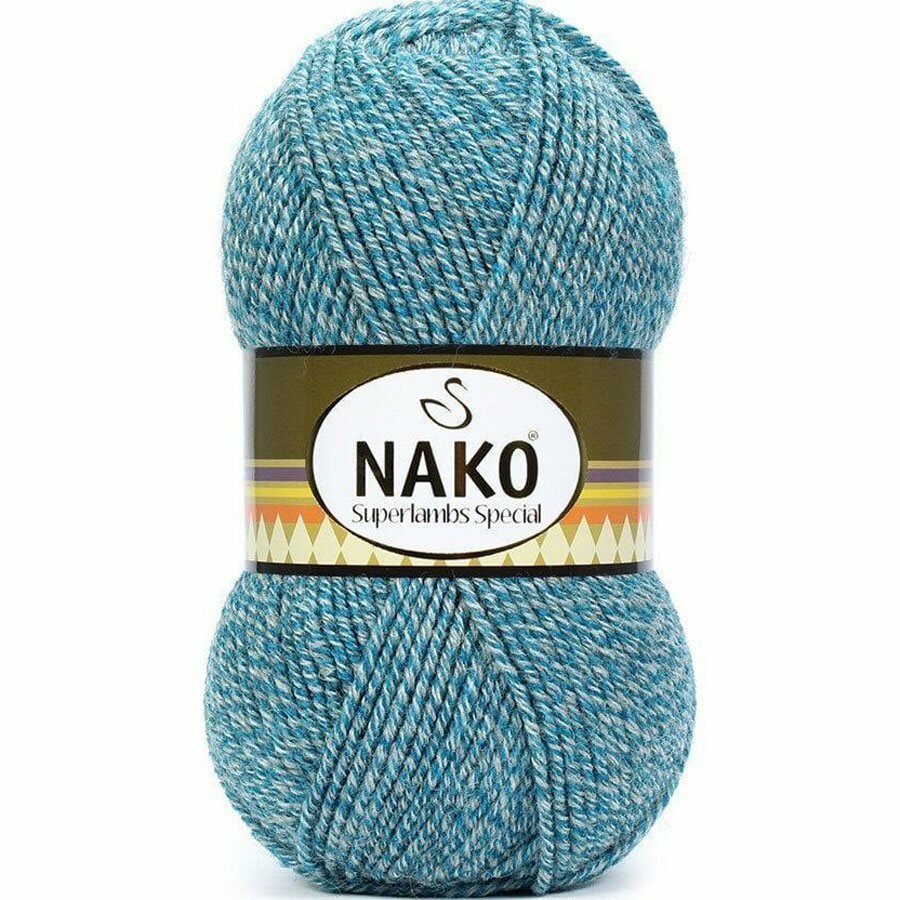 Пряжа Nako SUPERLAMBS SPECIAL 21427 бирюзовый меланж (5 мотков)