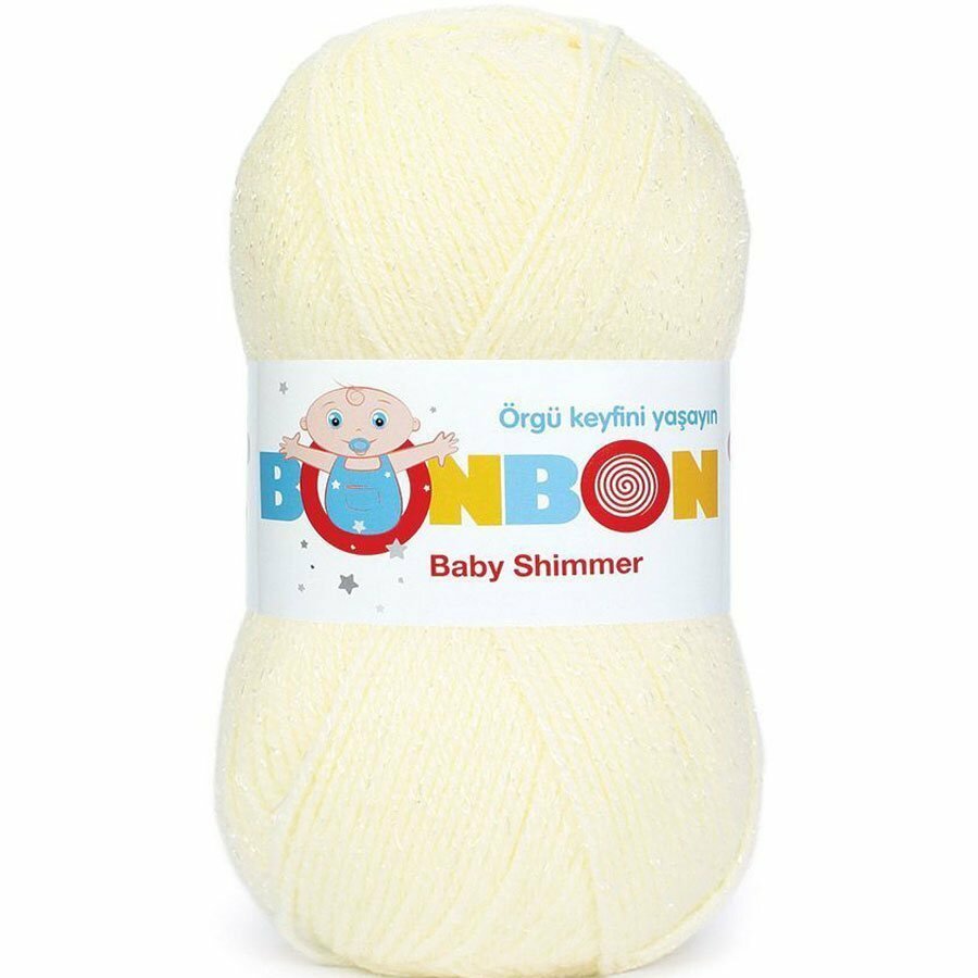 Пряжа Nako BONBON BABY SHIMMER 98909 молочный (5 мотков)
