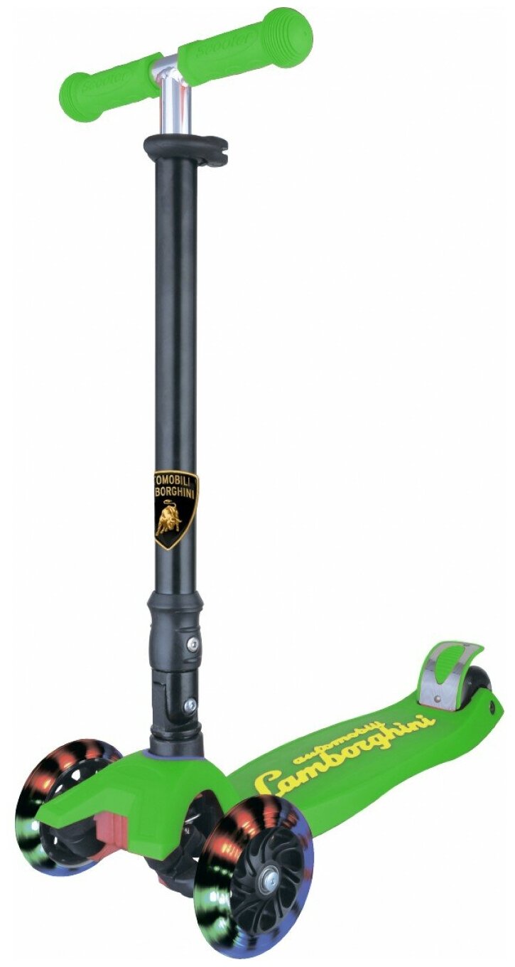 Самокат детский трехколесный Lamborghini, руль: складной телескопический, колеса со светодиодами PU 120/80 мм, LS9AG