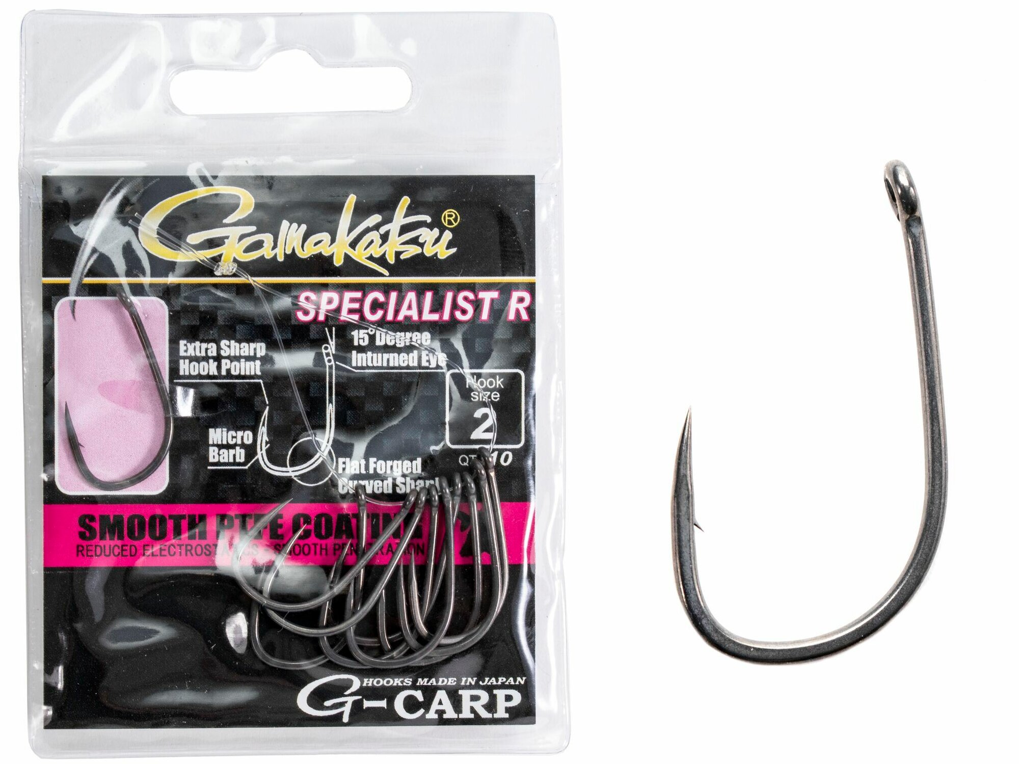 Крючки Gamakatsu G-Carp SPECIALIST R HOOKS GREY разм. 02 10шт.