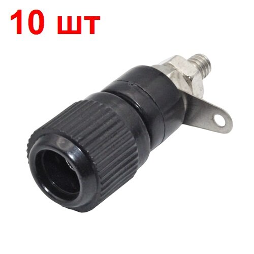 Гнездо Банан цвет черный 10 шт. клемма под пайку 10-0019b