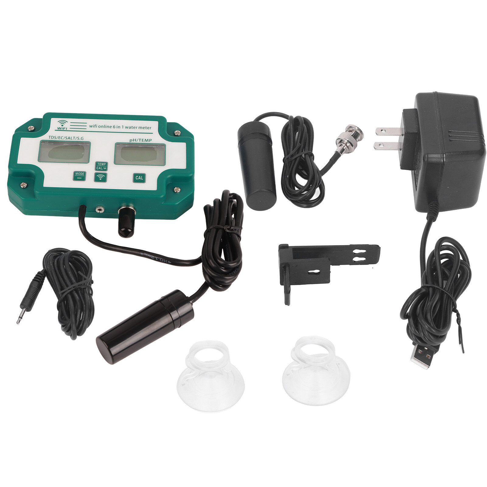 Высокоточный измеритель качества воды 6 в 1: pH, TDS, EC, SG, содержание соли, температура, Wi-Fi, вилка стандарта США, 110 В.