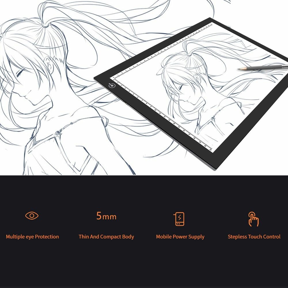 Портативная светодиодная панель Huion L4S, ультратонкая акриловая панель с регулируемой яркостью, питанием от USB для рисования, рисования и художественных работ