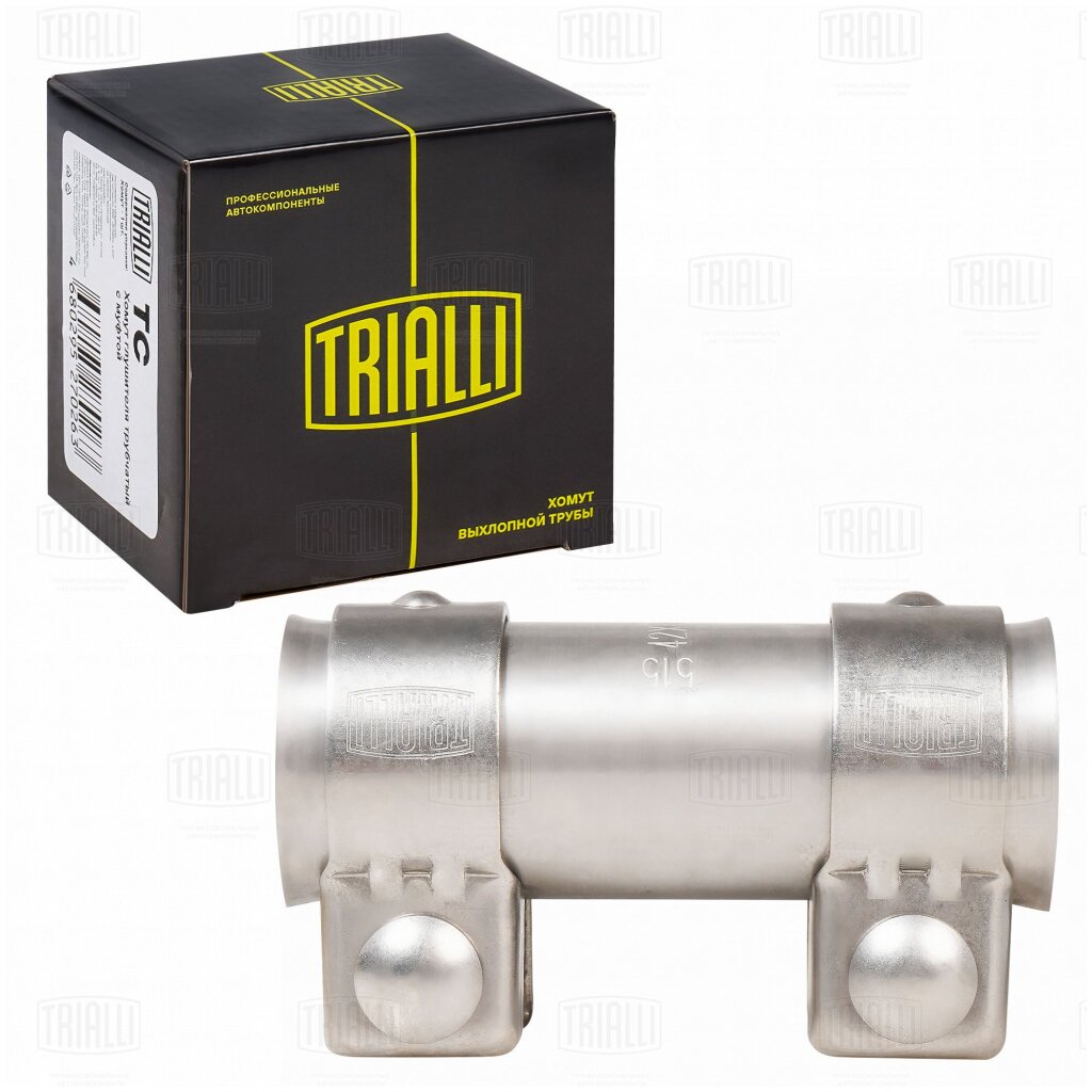 Хомут глушителя трубчатый с муфтой D=43 мм L=125 мм нержавеющая сталь 304 SS TRIALLI TC 43 SS