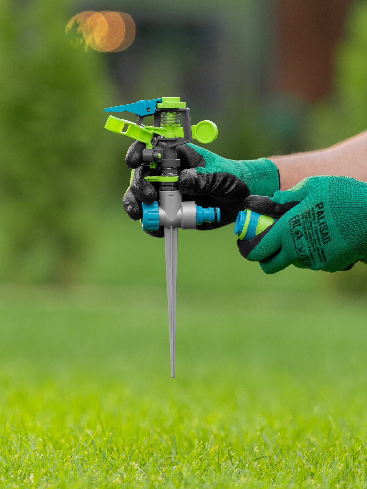 Разбрызгиватель усиленный, импульсный Palisad, с регулировкой угла горизонт распыления до 39 м, 65796