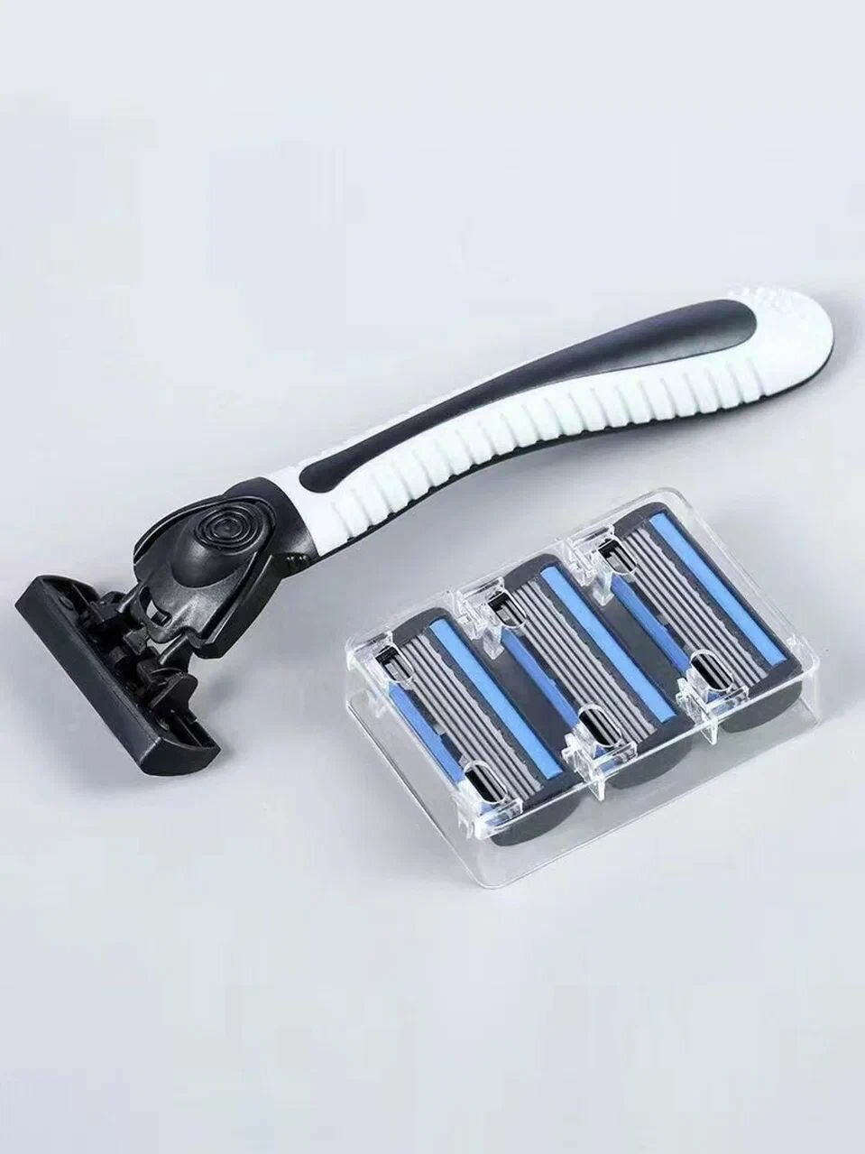 Станок для бритья, с 4 насадками, нержавеющая сталь, серый/черный/белый