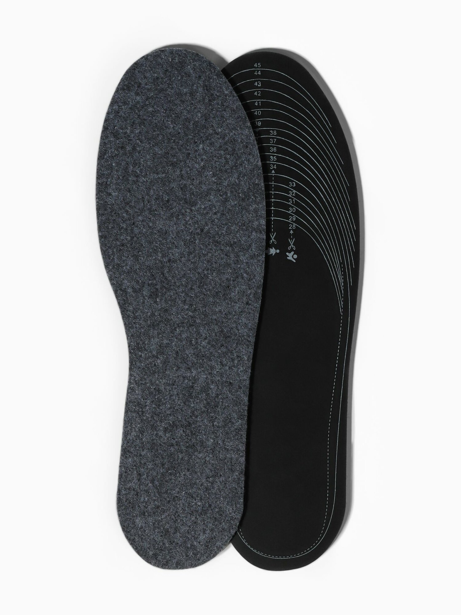 Стельки для обуви, утеплённые, двухслойные, универсальные, р-р RU до 47 (р-р Пр-ля до 46), 29.5 см, пара, серые набор 3 шт.