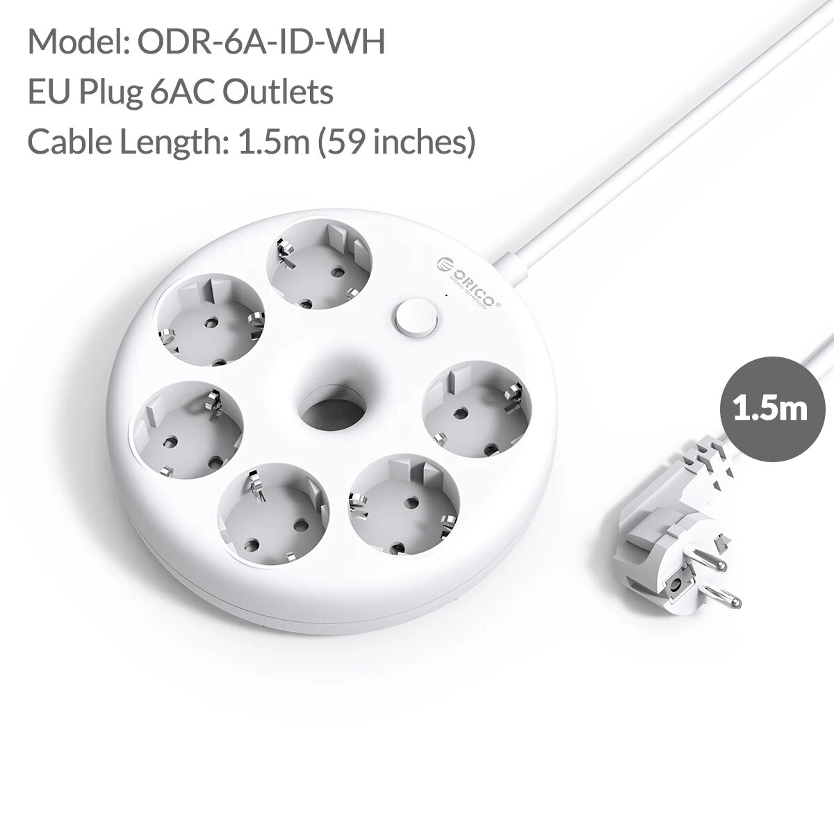 Электрическая розетка ORICO ODR-6A-ID-WH 6 розеток