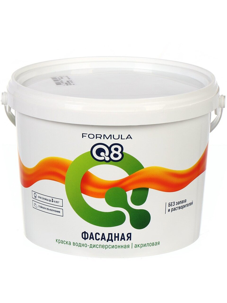 Краска воднодисперсионная, Formula Q8, акриловая, фасадная, матовая, белая, 2.7 кг