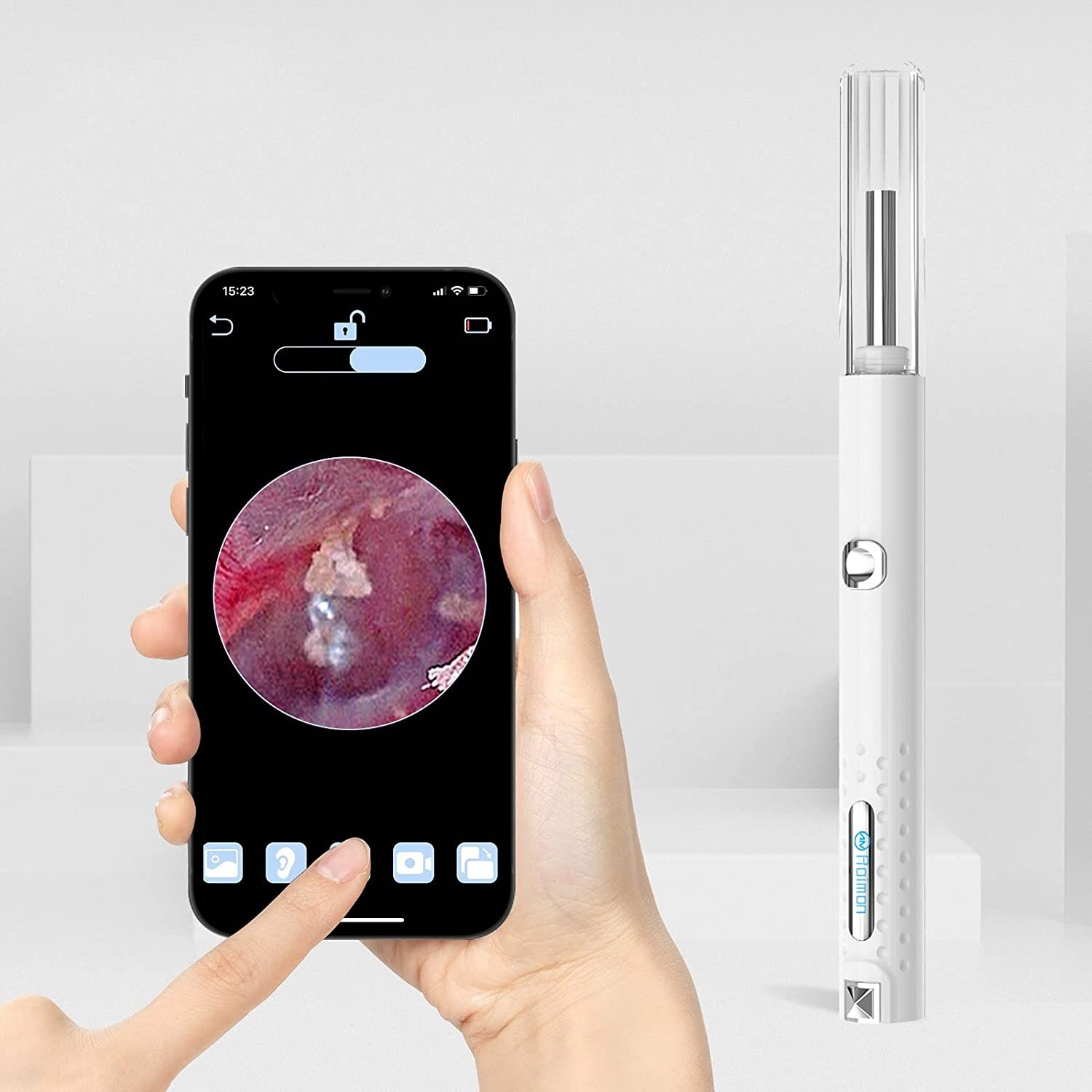 Камера для ушей и удаления серы, 3,9 мм объектив, Wi-Fi, умный визуальный отоскоп с 3-осевым гироскопом, перезаряжаемый портативный очиститель ушей с 4 сменными насадками