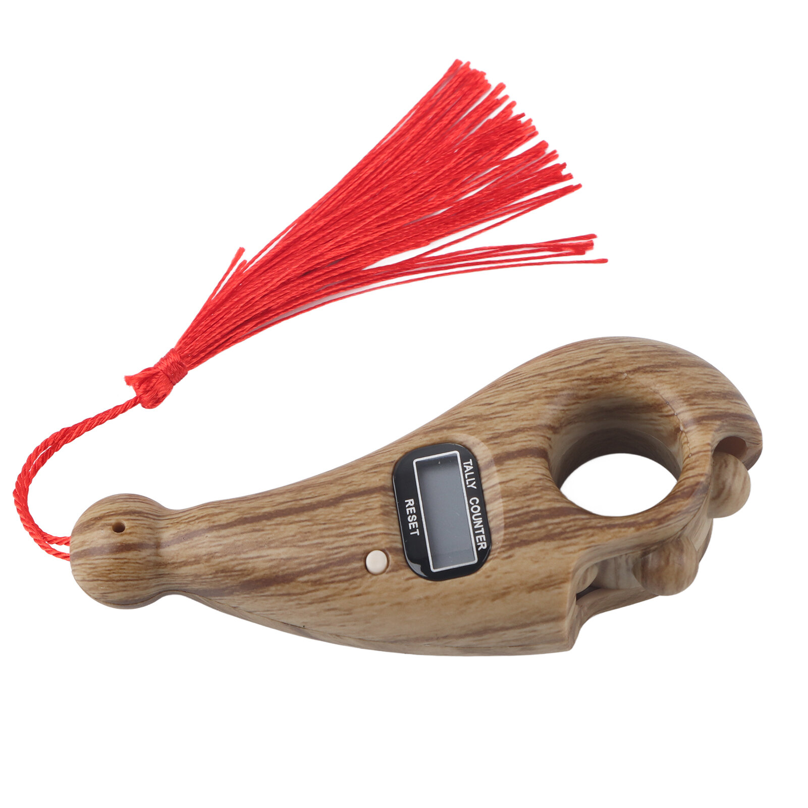 Wood Grain Digital Beads Counter Handheld Finger for Buddhist Meditation(Bois de pêche (grain bois) )