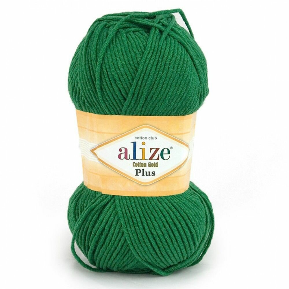Пряжа Alize Cotton Gold Plus 118 (5 мотков по100г/330м) зеленый