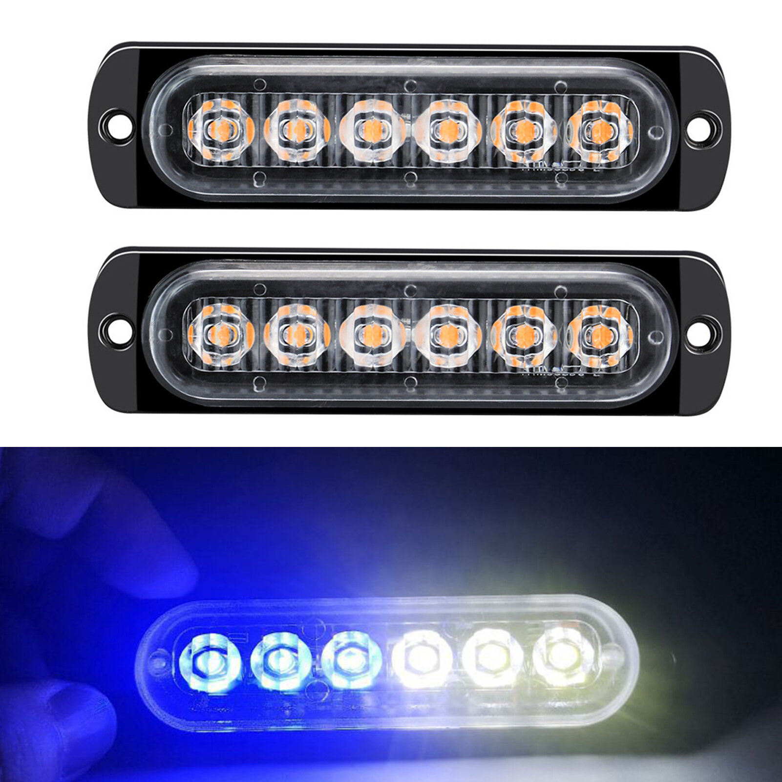 2 шт. 12-24В светодиодные стробоскопические предупреждающие огни аварийные мигалки сигнальные световые балки для автомобиля грузовика фургона квадроцикла внедорожника яхты