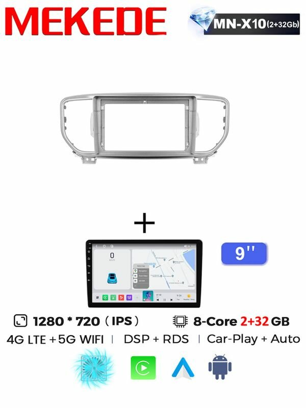 Магнитола 9" Mekede MN X10 Pro 2/32 Gb Kia Sportage 4 QL 2016-2018 (A) carplay