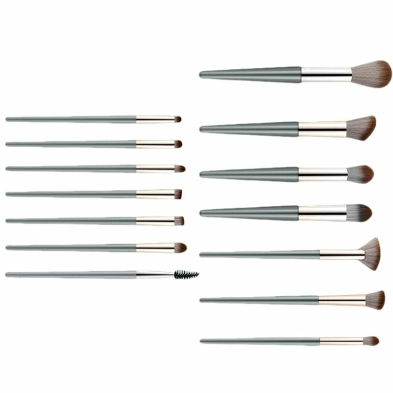 Набор мягких кисточек для макияжа волос из 14 частей-серый