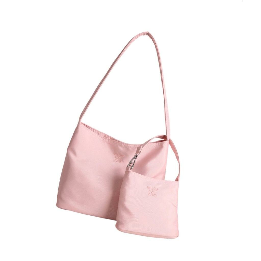 Комплект из 2 предметов, универсальная модная простая переносная сумка через плечо для поездок на работу-розовый