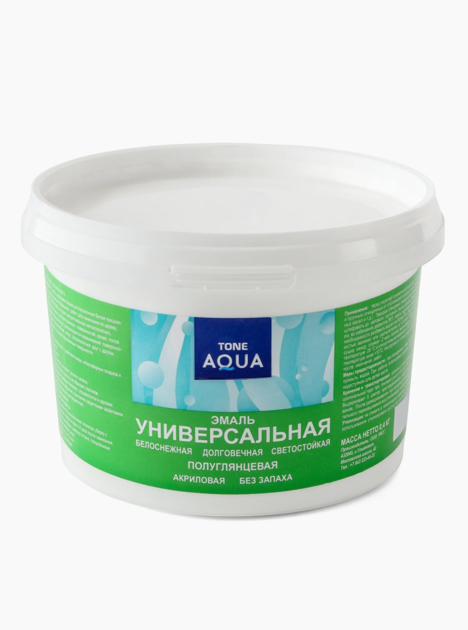 Тон Аква эмаль для радиаторов, акриловая, белая, полуглянцевая, 0,4 кг