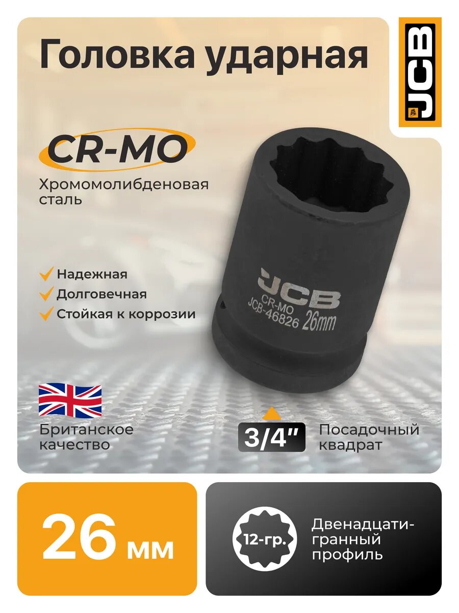 Головка ударная 12-гранная 26 мм, 3/4"