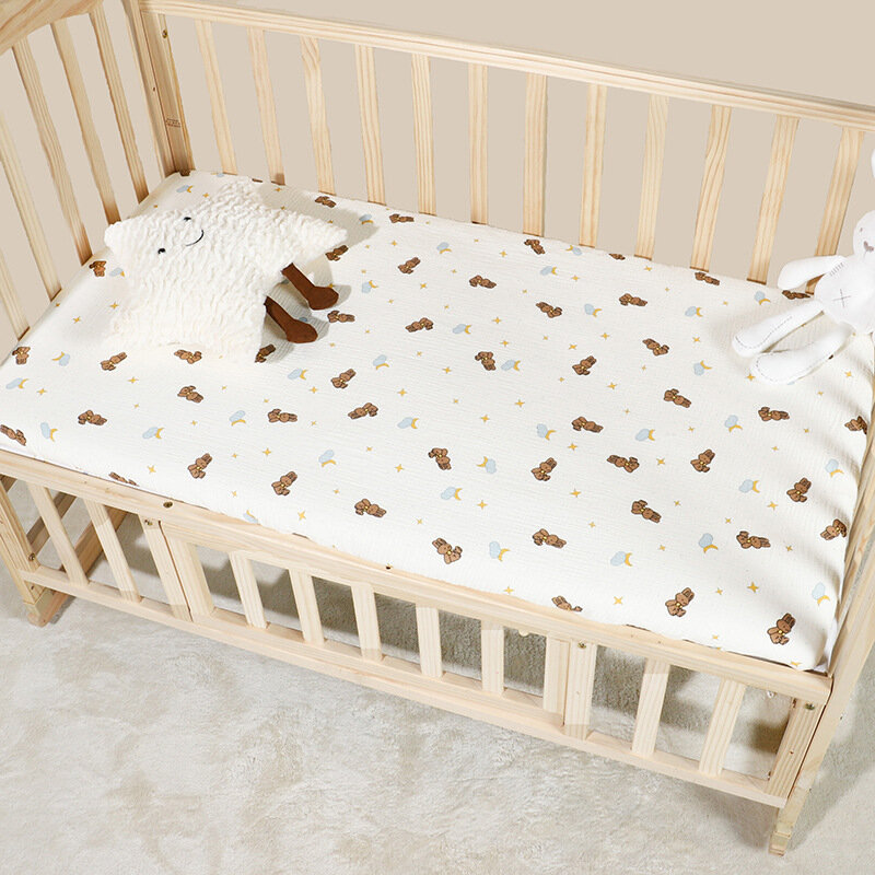 Простыня на резинке для детской кроватки, класс А для мам и младенцев, из 100% хлопковой марли, простыня для новорожденных, детский всесезонный чехол для кровати.