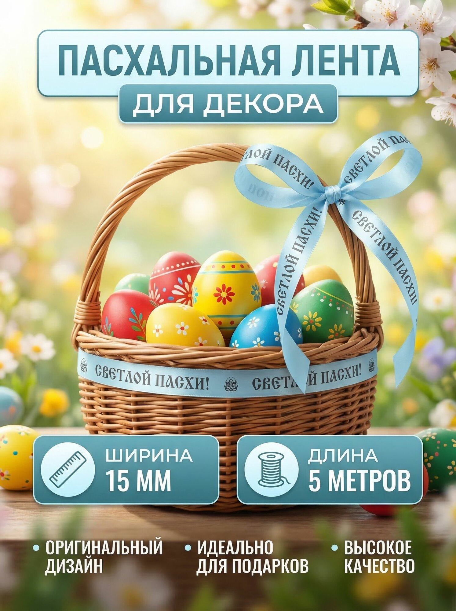 Пасхальная лента для подарков, декора и украшения