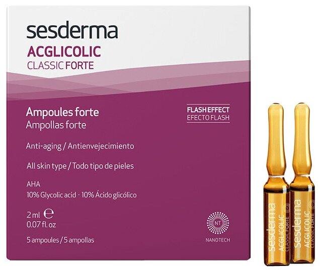 Sesderma Acglicolic classic forte Средство в ампулах с гликолевой кислотой, 2 мл, 5 шт.