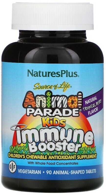Таблетки Nature's Plus Animal Parade Kids Immune Booster Source of Life, 90 шт.