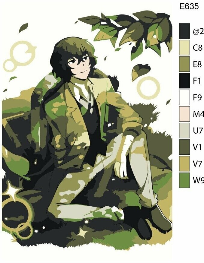 Детская Картина по номерам E635 "Аниме - великий из бродячих псов. Осаму Дазай" 20х30