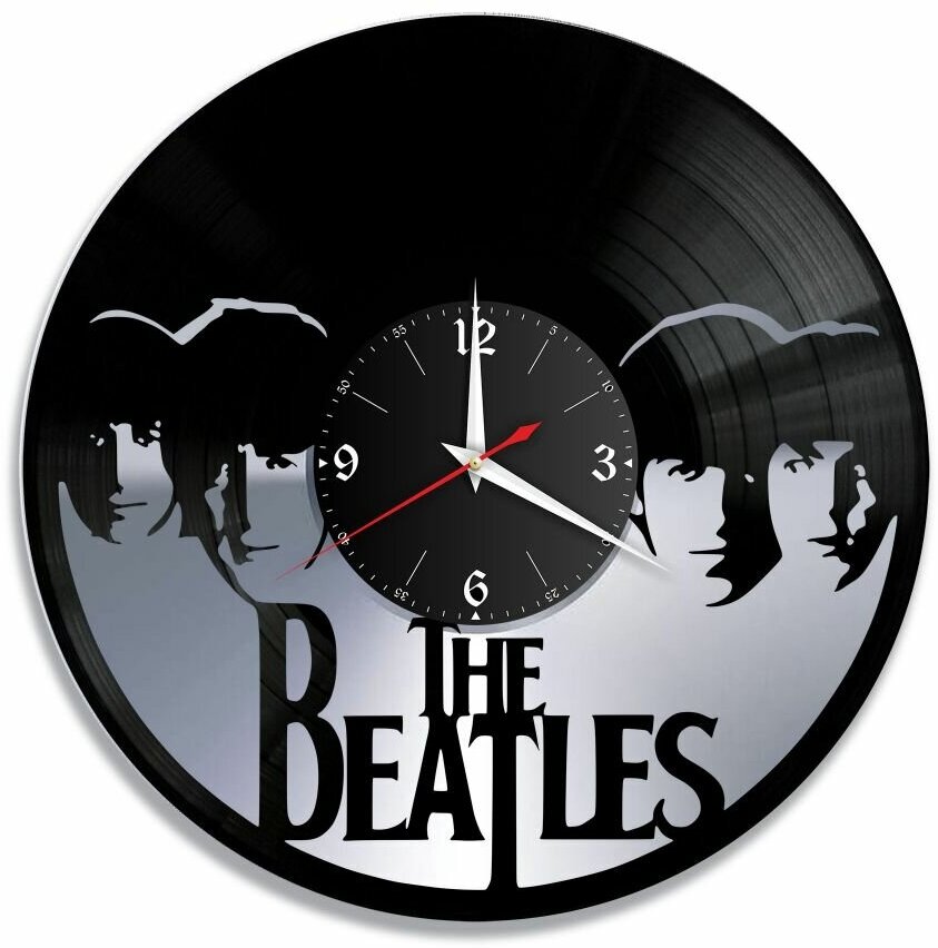 Часы из винила Redlaser "группа Битлз (The Beatles), Джон Леннон, Пол Маккартни, Джордж Харрисон и Ринго Старр" VW-10184-2