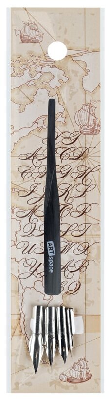 ArtSpace Набор остроконечных перьев ArtSpace, 4шт. с держателем