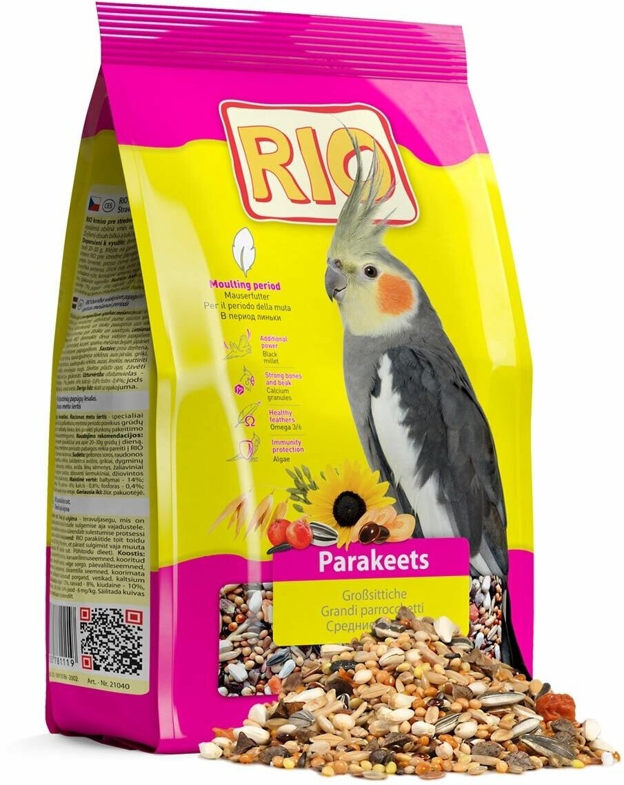 РИО Корм для средних попугаев в период линьки 500гр