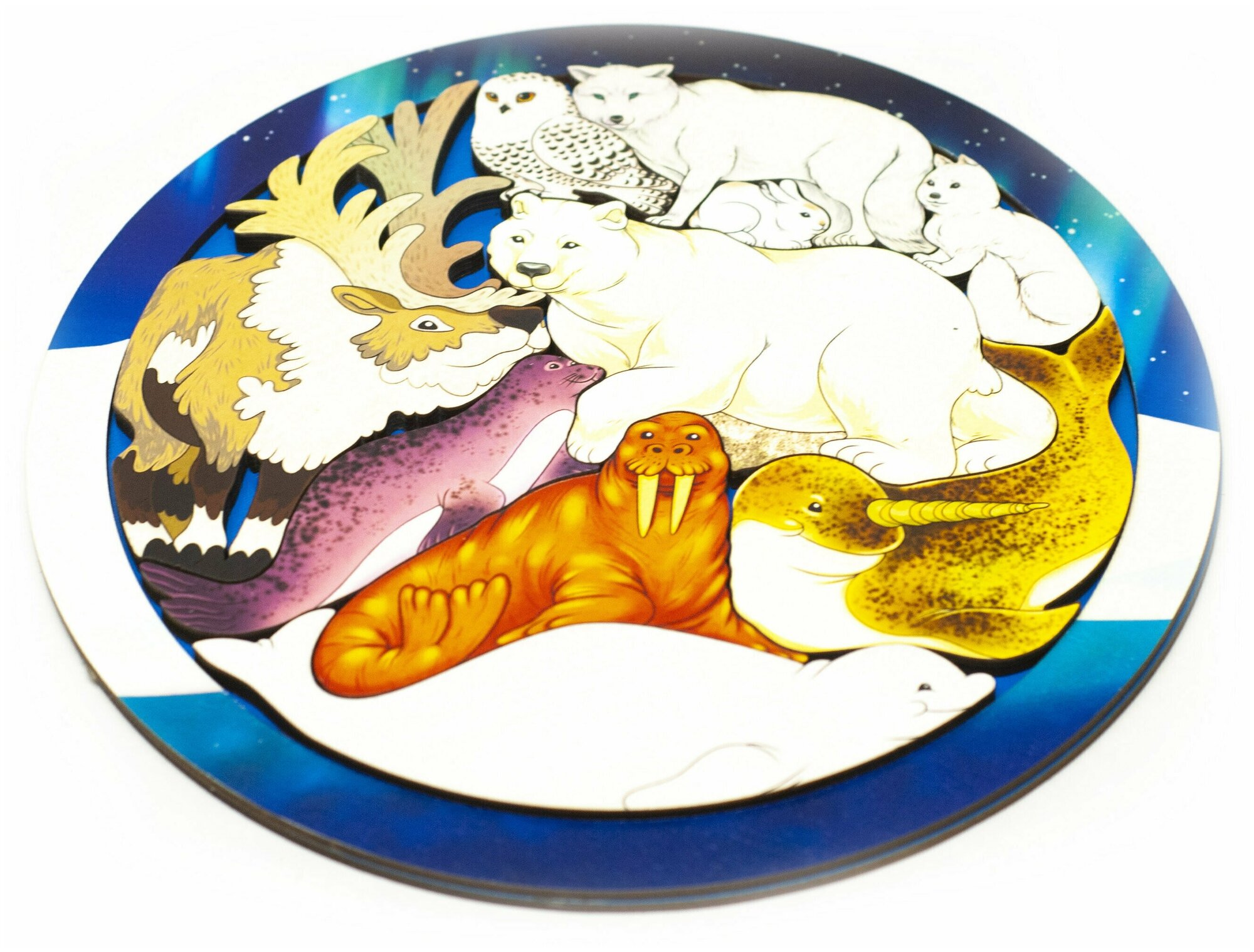 Деревянные развивающие пазлы для малышей Зоопазл Северный полюс