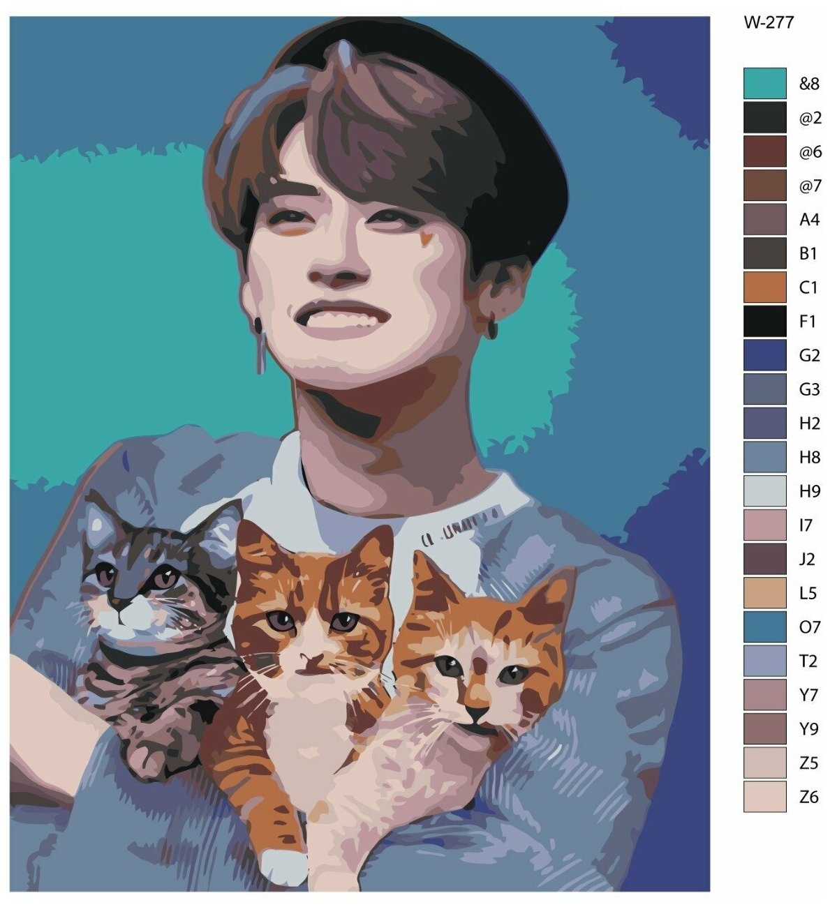 Картина по номерам W-277 "K-pop группа - Stray Kids (Стрей Кидс)" 70x90