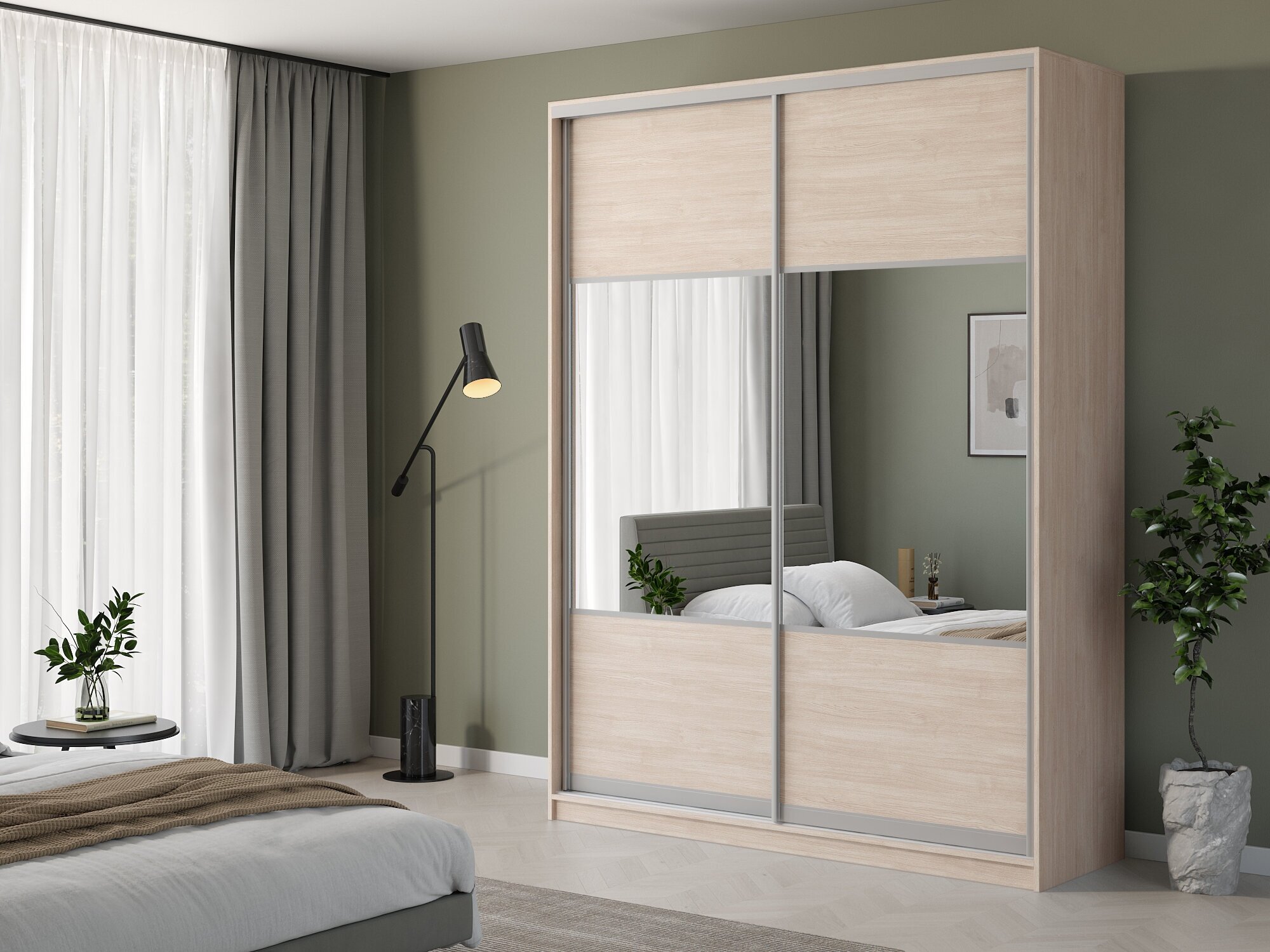 Шкаф-купе Матерна для одежды Шамони светлый комбинированный 190х50х240 см