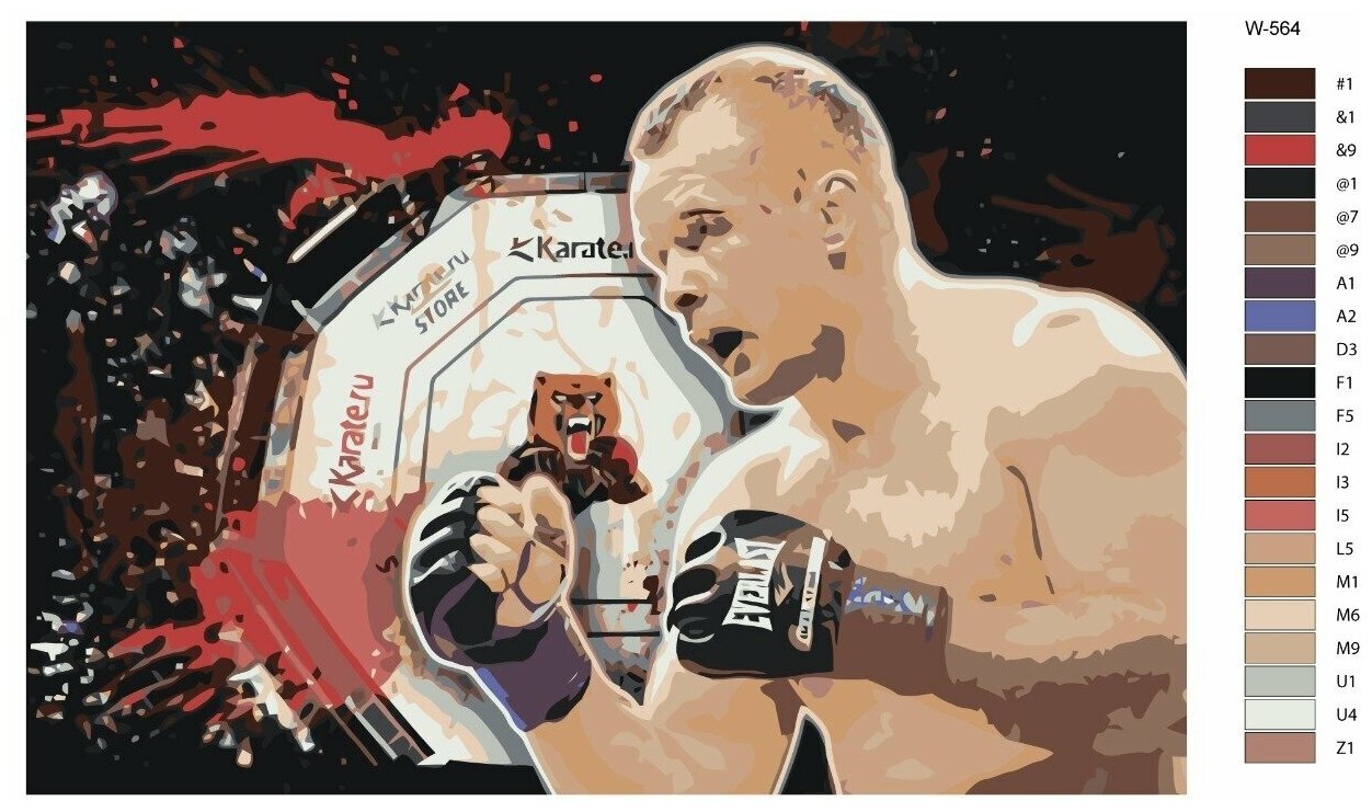 Картина по номерам W-564 "Российский боец без правил - Александр Шлеменко" 40х60
