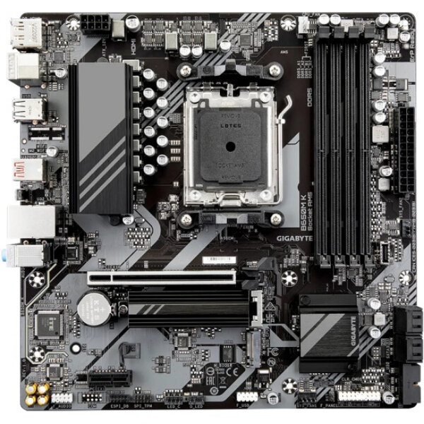 Материнская плата GIGABYTE B650M K, AM5, AMD B650, 4xDDR5, 4xSATA, 2xM.2, 1xPCIe 4.0 x16, 1xPCIe x1, 1xHDMI, 1xDP, 1x2.5Gb LAN, 1xUSB 3.2 Gen 2, 2xUSB