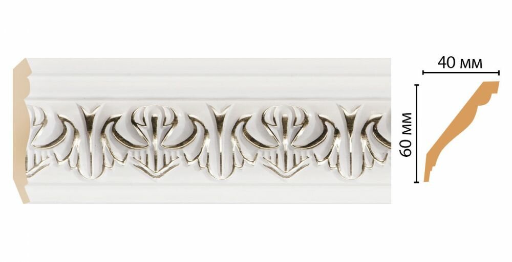 Плинтус Потолочный Decomaster 155B-60ДМ В60хШ40хД2400 мм / Декомастер*