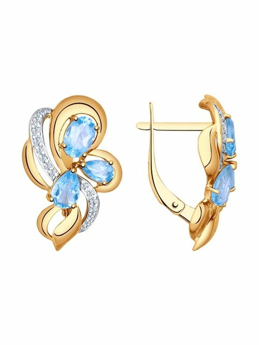 Серьги, красное золото, 375 проба, топаз