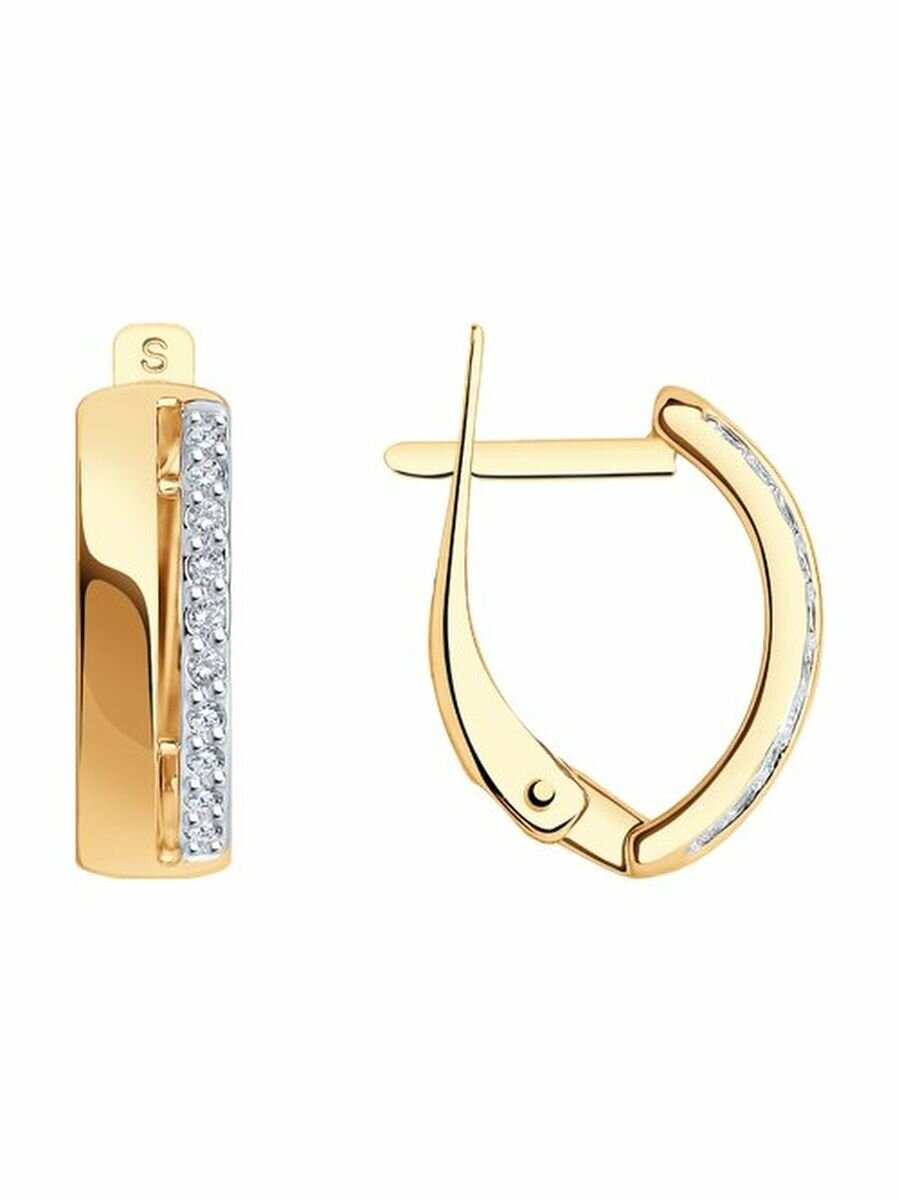 Серьги, красное золото, 585 проба, фианит