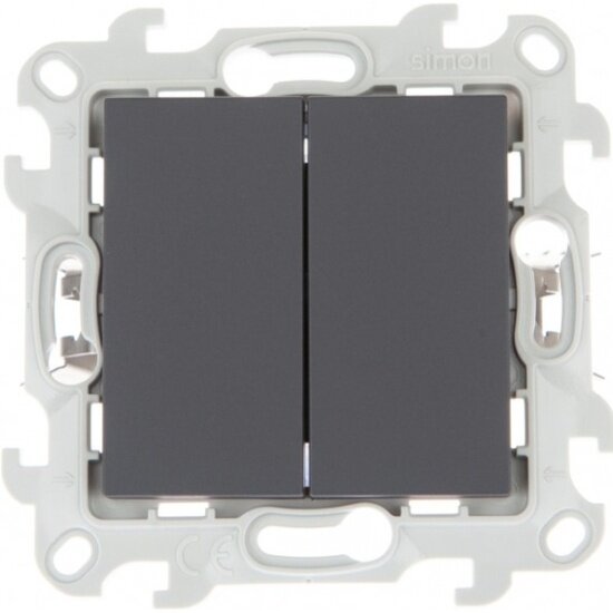 Выключатель Simon 2-кл. 1п 2мод. СП 24 Push&Go 10А IP20 механизм графит, 2420398-038