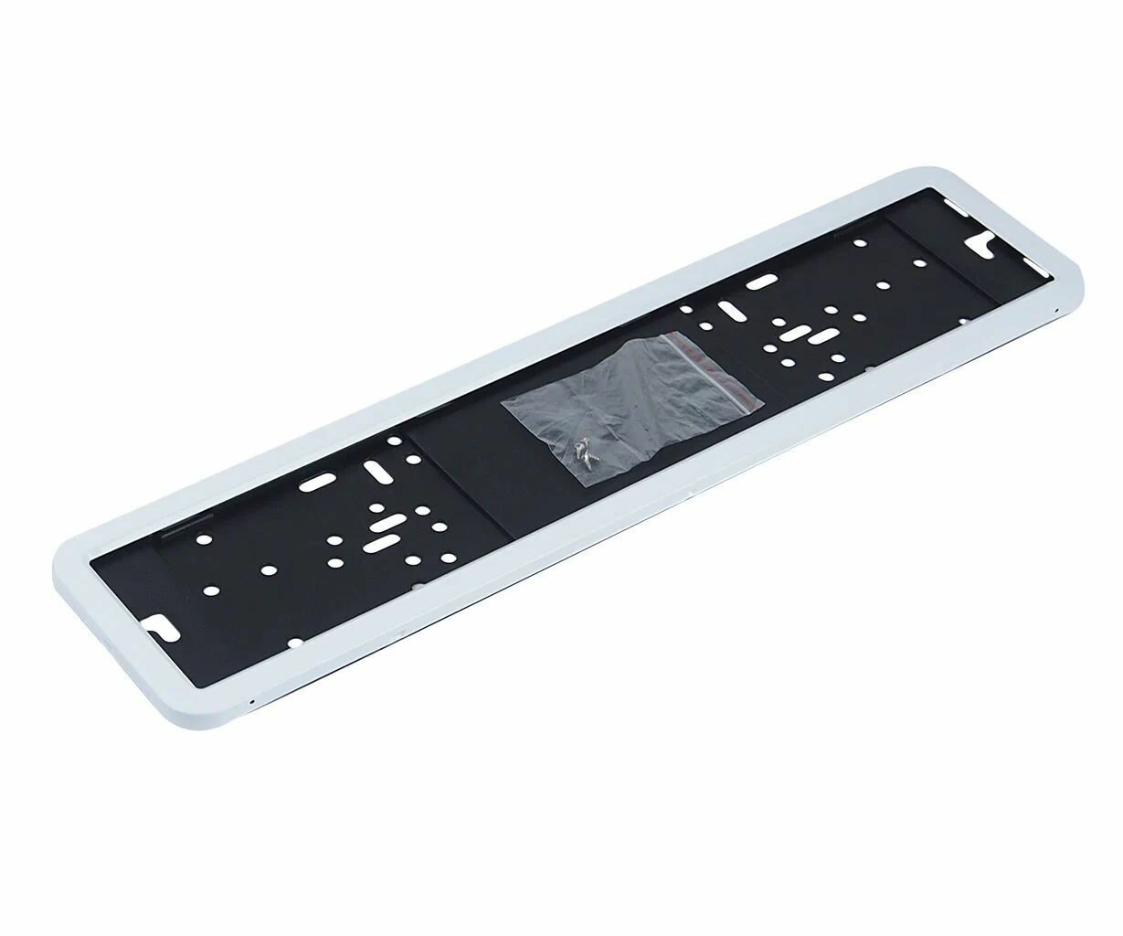 Рамка для номерного знака MIS-53131 WHITE с закругленными углами, нержавеющая сталь (на пластиковой подложке) MISTAR /1/50 NEW