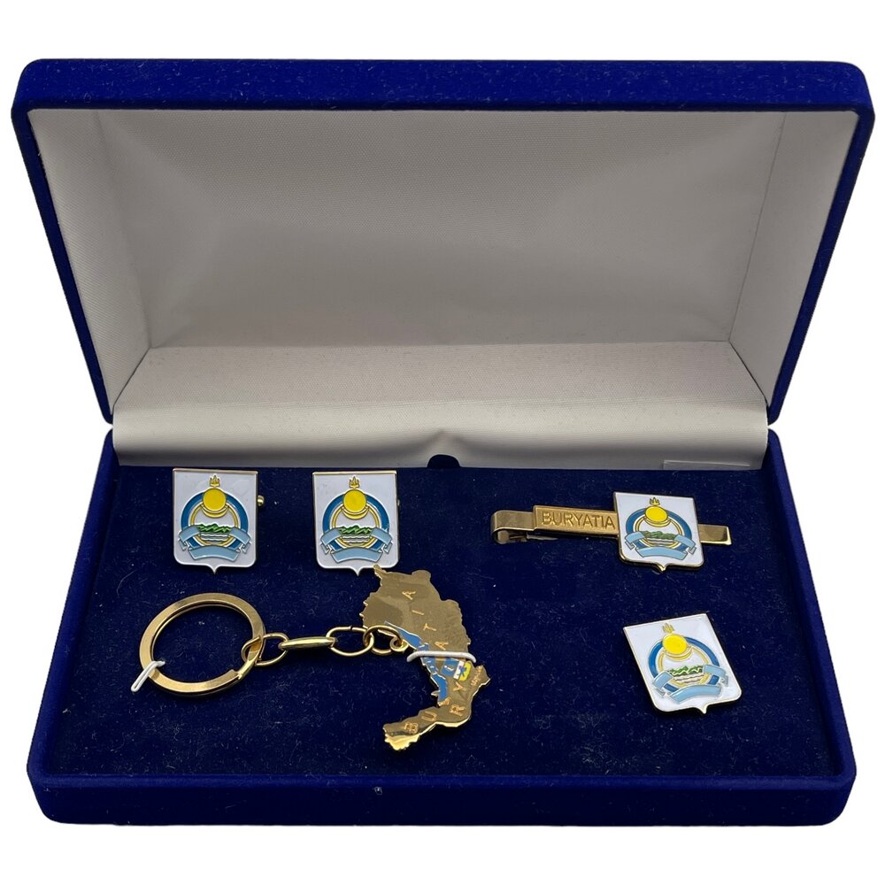 Набор мужской "Бурятия" (4 предмета в коробке), металл, эмаль,1991-2000 гг, Россия