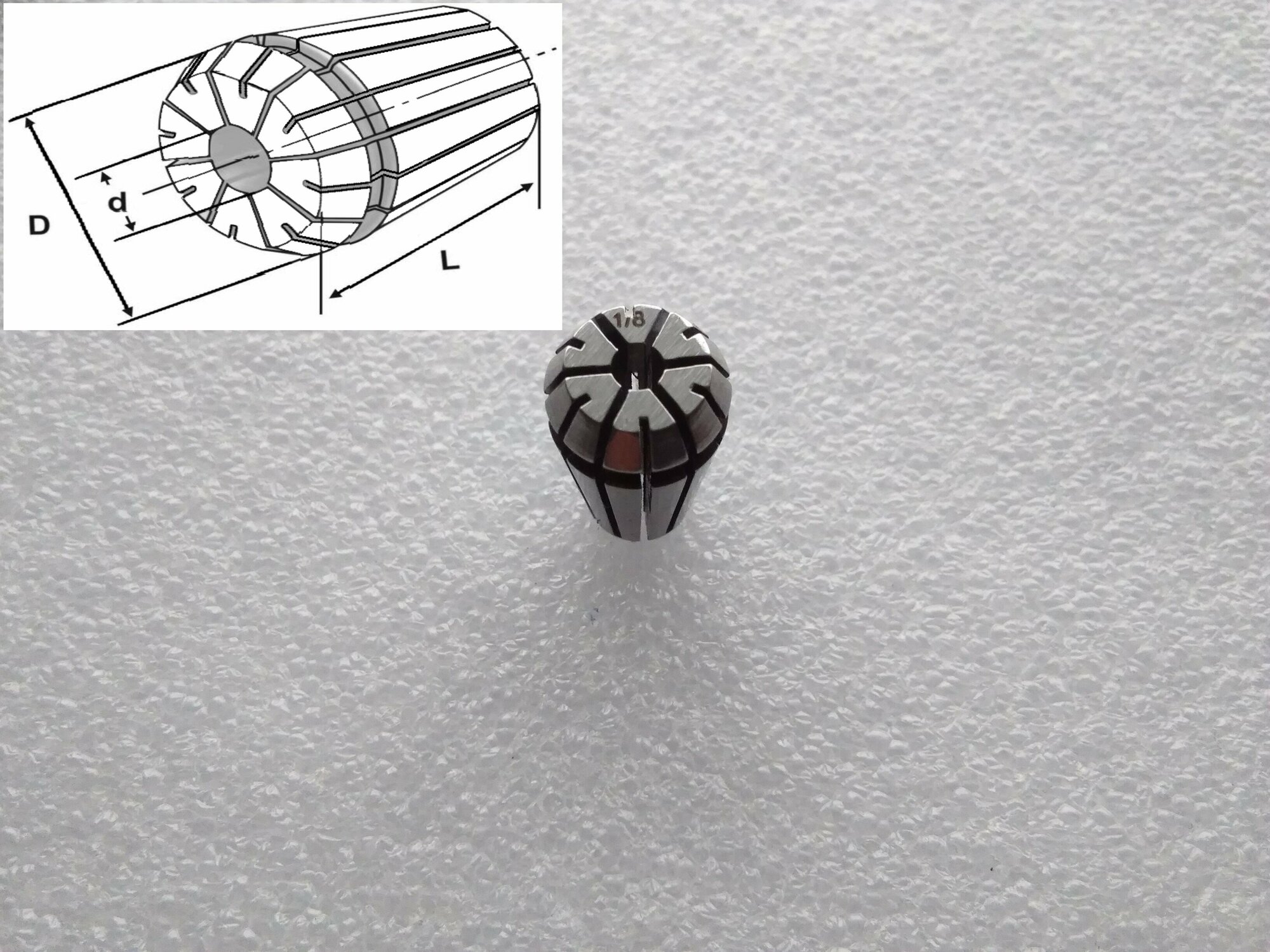 Цанга ER11-1/8, D-11/ d-3- 3.175 /L-18.1 AA series для ЧПУ станка