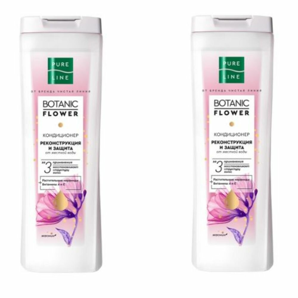 Чистая Линия Бальзам-ополаскиватель, реконструкция и защита с керамидами и витаминами, 400 мл, 2 шт