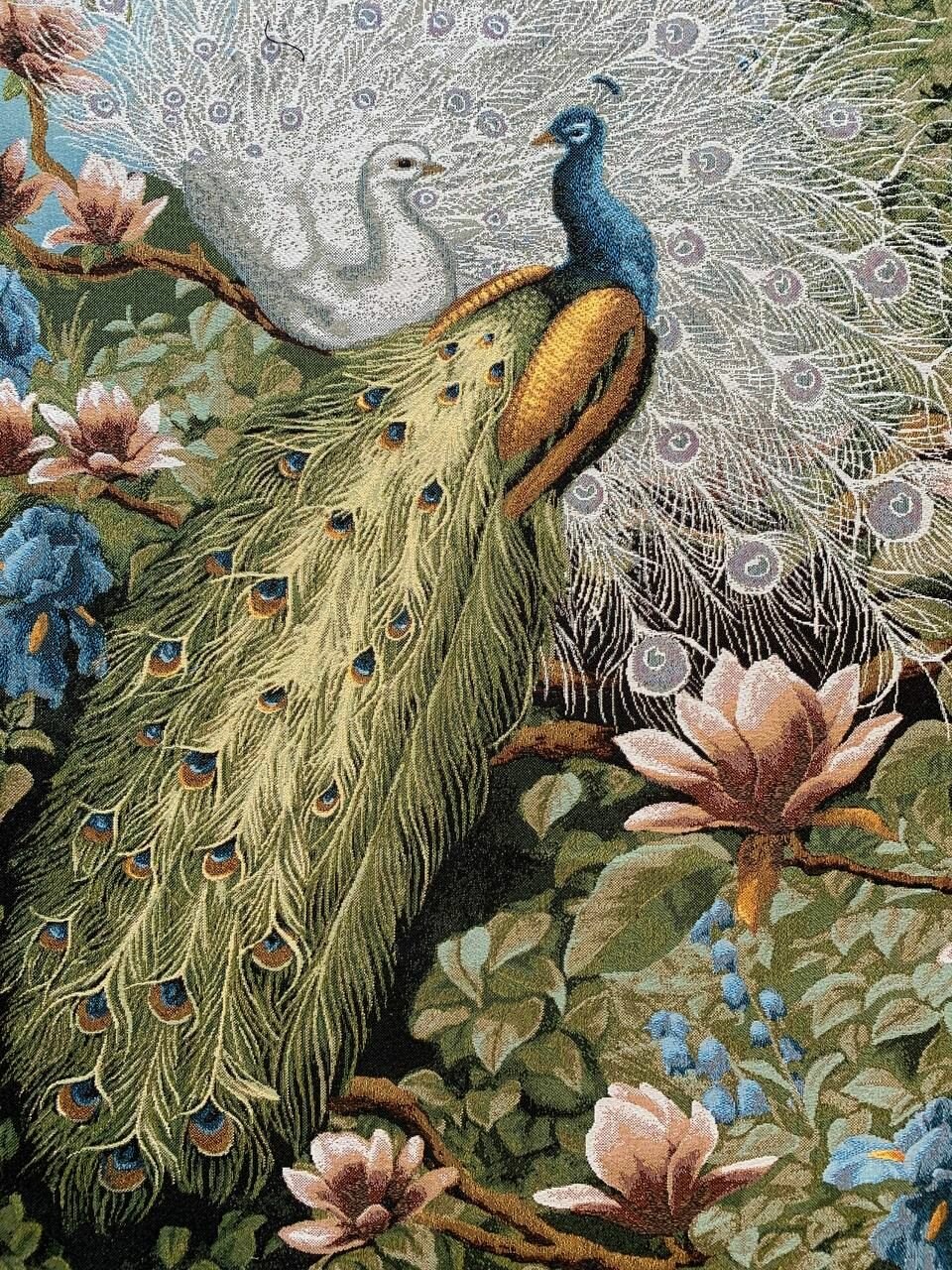 Панно гобеленовое на стену "Павлины", 105х70 см / Гобелен