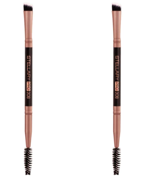 Кисть для бровей двусторонняя Stellary Eyebrow brush duo 308, 2 шт