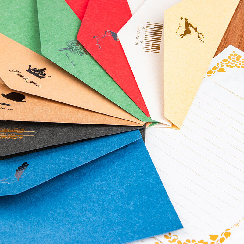 Набор цветной бумаги Dingli Paper, для конвертов, 8 цветов, 16 листов, 13 наклеек