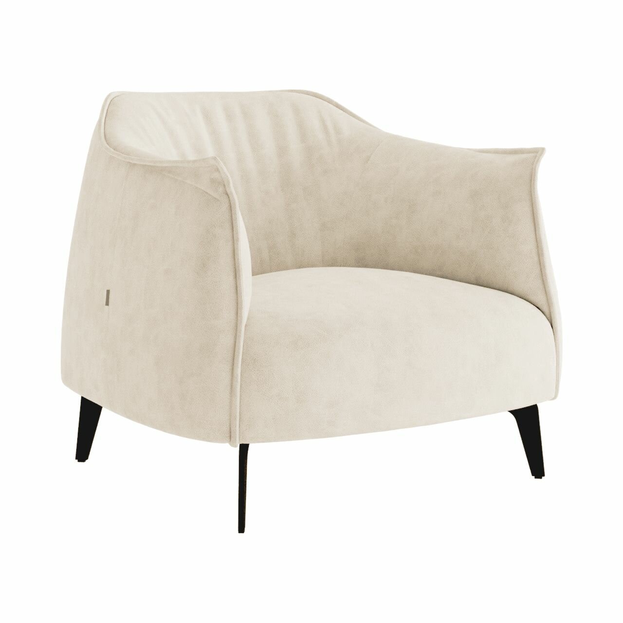 Кресло дизайнерское BELLO GRANDE из замши. Цвет молочный. Размер 73x81x79 (д/ш/в)