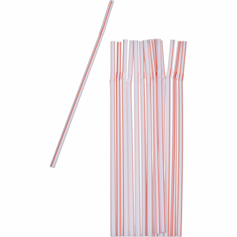 Трубочка для коктейлей 210мм, d5мм, Полоски красно-белые, 250шт/уп, 2079845