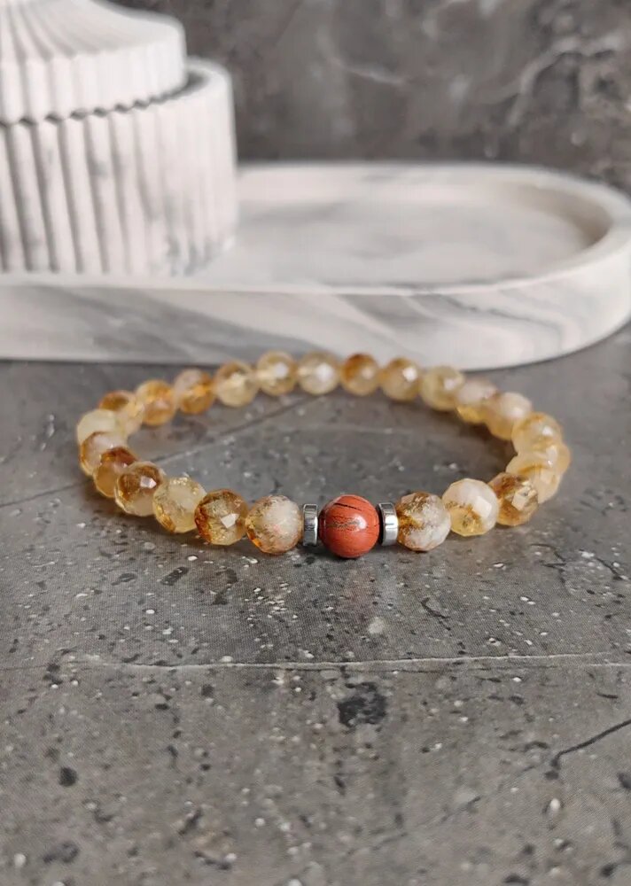 Браслет, яшма, цитрин